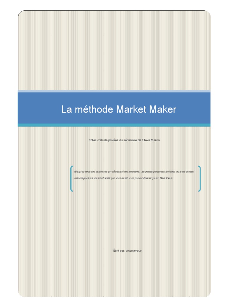 Méthode du Market Maker en Forex | PDF | Opérateur de marché | Marché ...