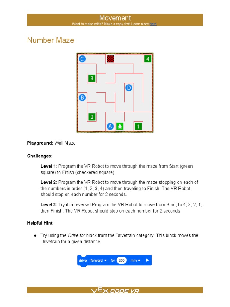 Program VR Robot to Navigate Number Maze | PDF