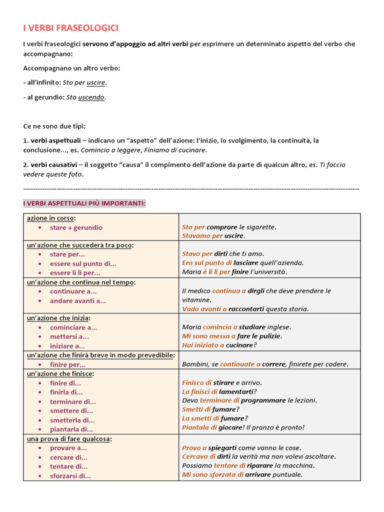 I Verbi Fraseologici | PDF