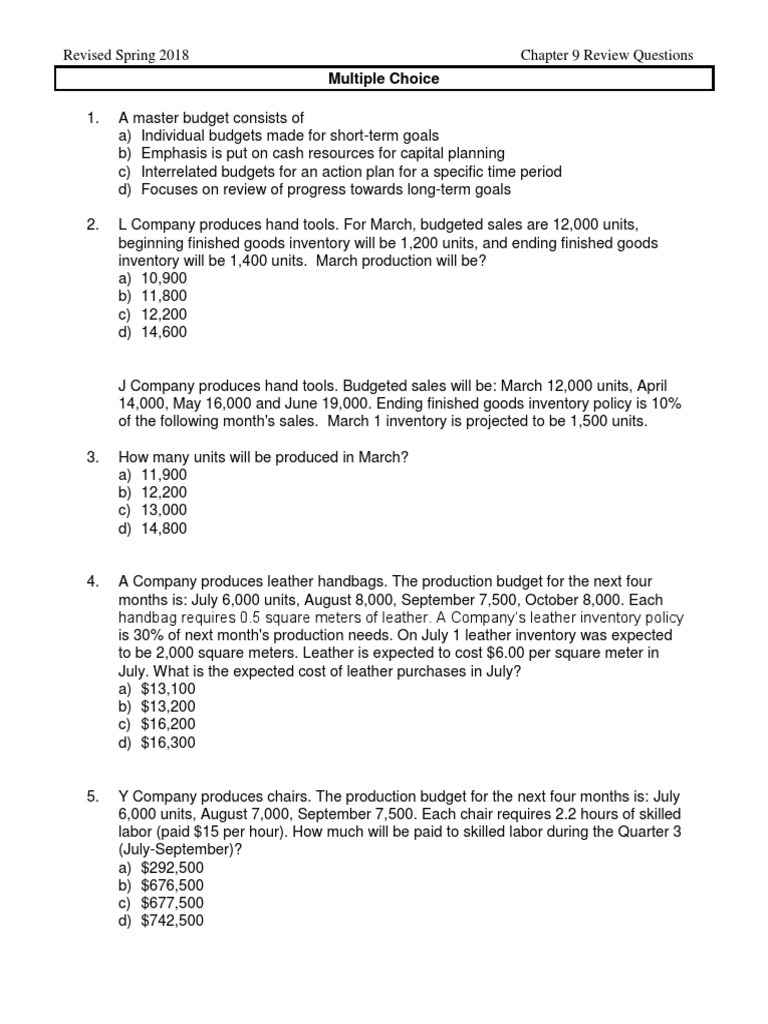 Chapter 9 Review Questions | PDF | Debt | Inventory