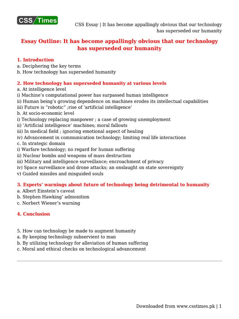 CSS Essay - It Has Become Appallingly Obvious That Our Technology Has ...