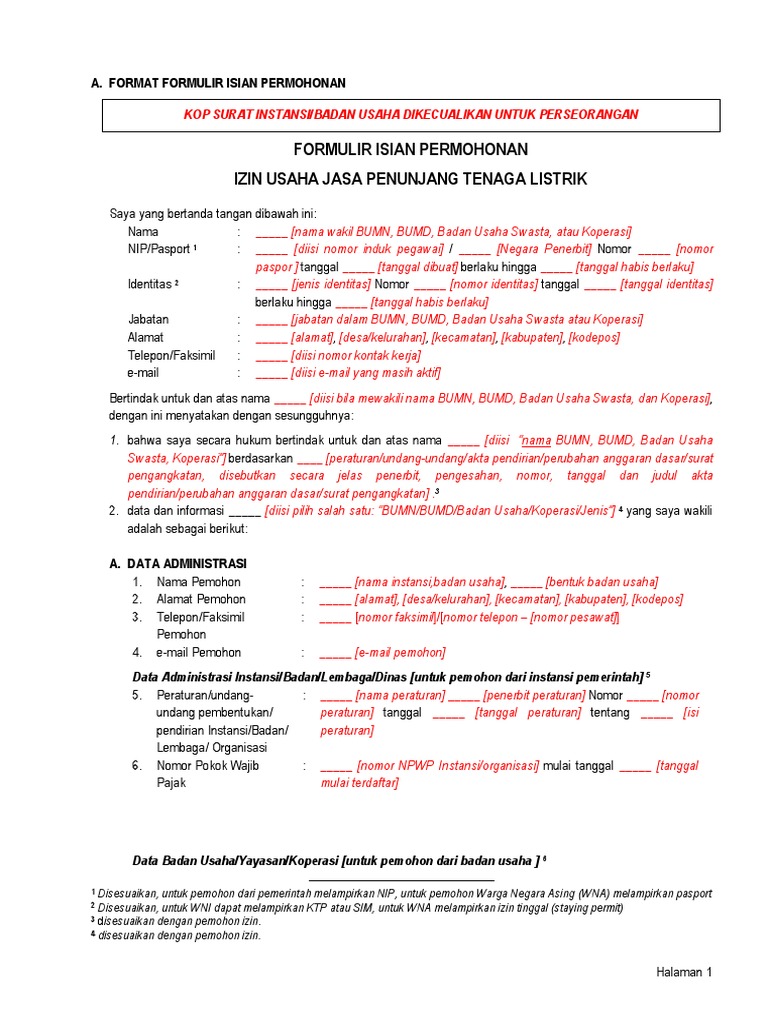 Fip (Format Formulir Isian Permohonan) | PDF | Bisnis | Pengelolaan Keuangan & Uang