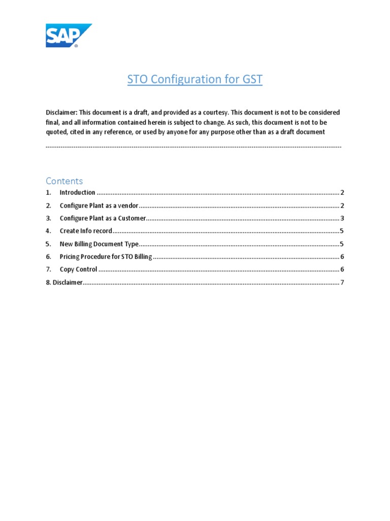 STO Configuration For GST | PDF | Invoice | Value Added Tax
