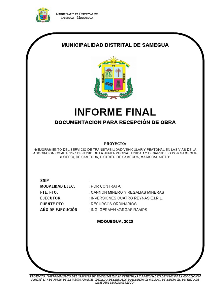 Caratula Informe Final | PDF