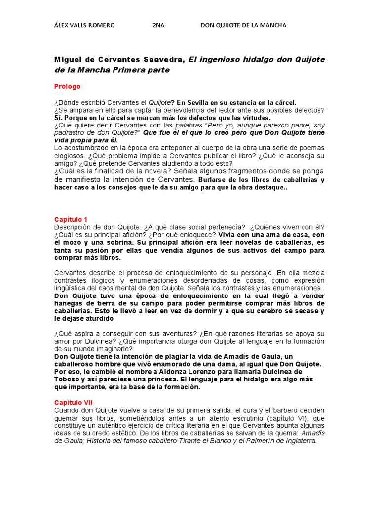 Guía de Lectura de Alex Valls | PDF | Don Quijote | Miguel De Cervantes