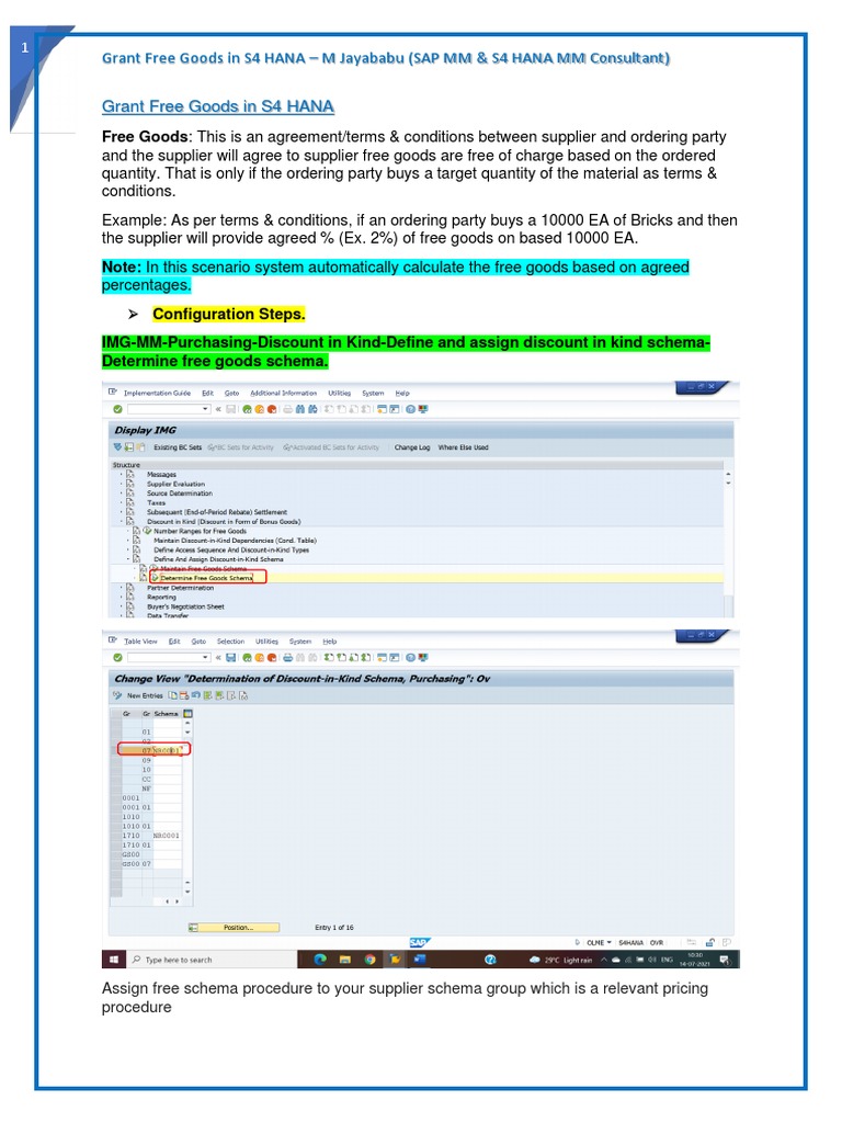 Free Goods Configuration in S4 HANA | PDF | Invoice | Market (Economics)