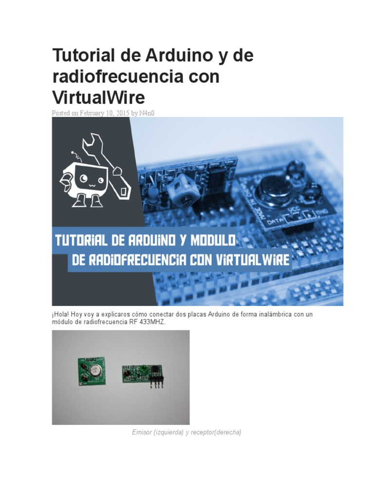 RF 433 MHZ para Arduino 2 | PDF | Arduino | Telecomunicaciones