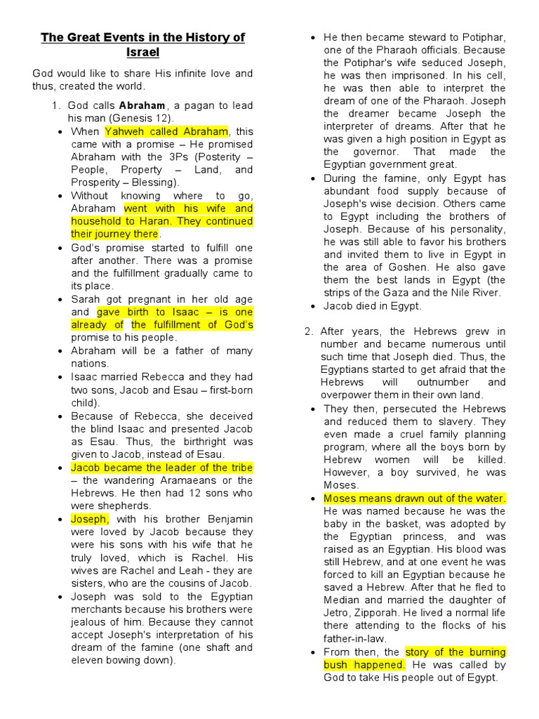 Great Events in The History of Israel | PDF | Jacob | Torah