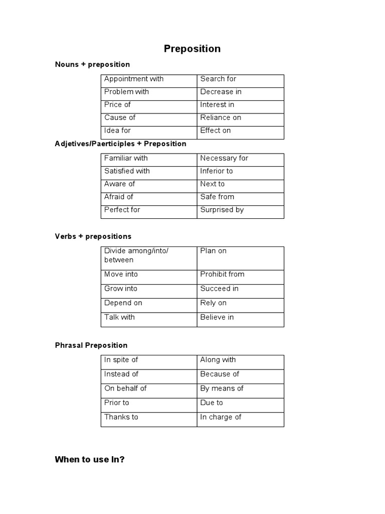 Nouns + Preposition | PDF | Preposition And Postposition | Semantic Units