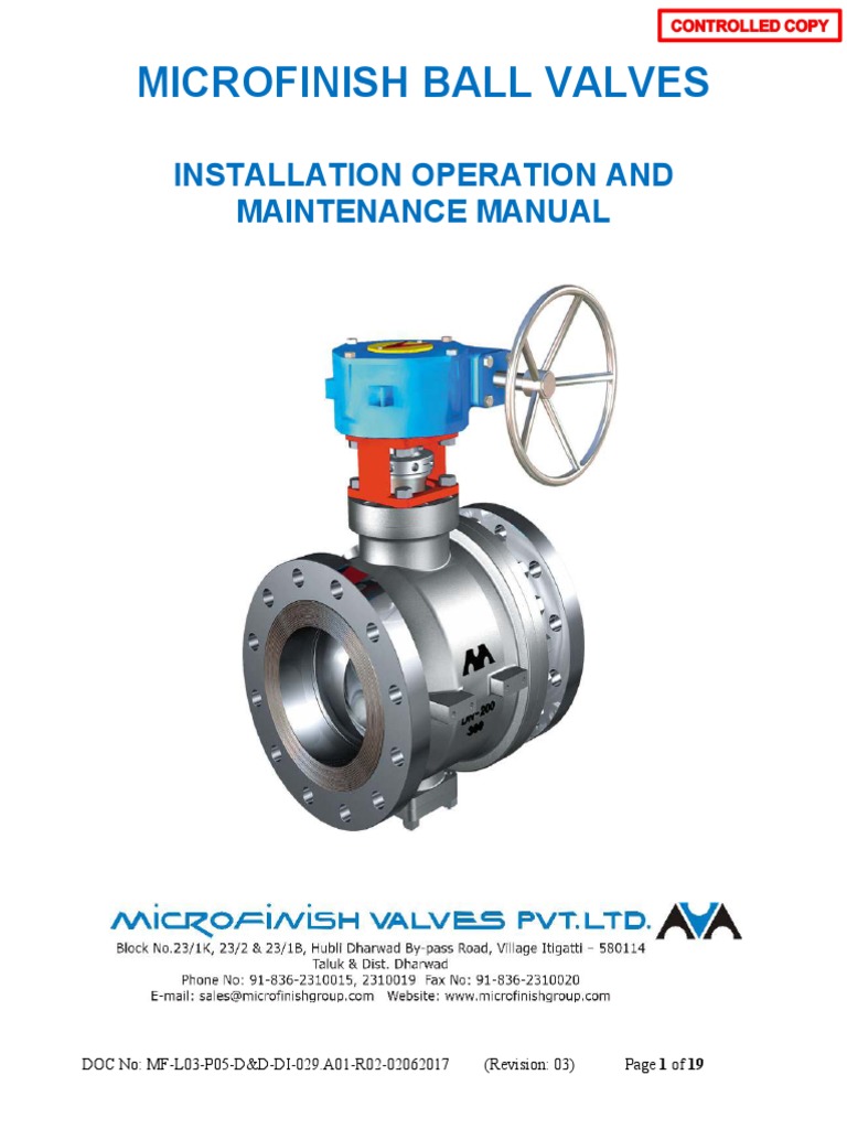 Microfinish Ball Valves Manual | PDF | Valve | Pipe (Fluid Conveyance)