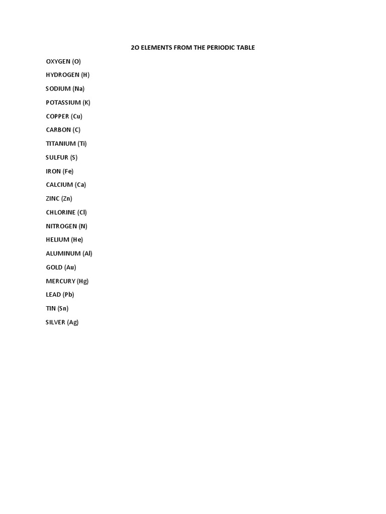 20 Elements | PDF