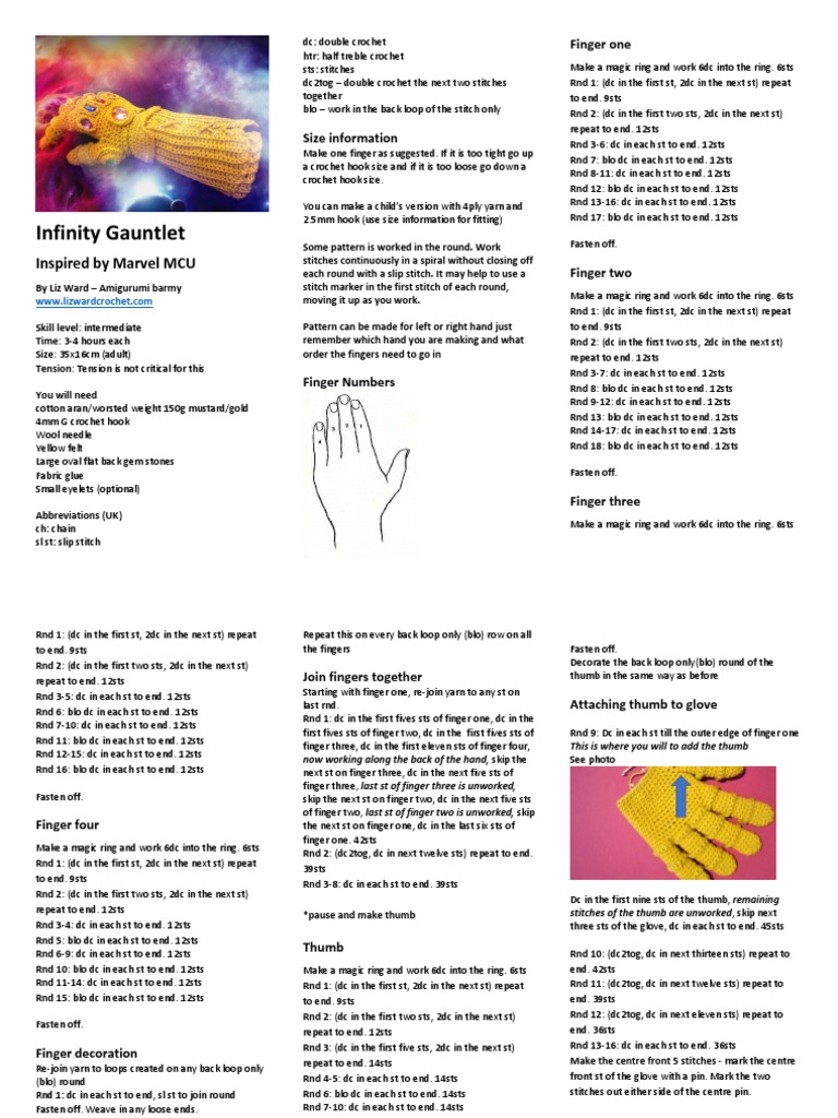 Infinity Gauntlet 2018 Crochet | PDF | Crochet | Textiles