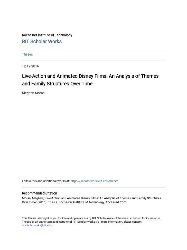 Live-Action and Animated Disney Films - An Analysis of Themes and | PDF ...