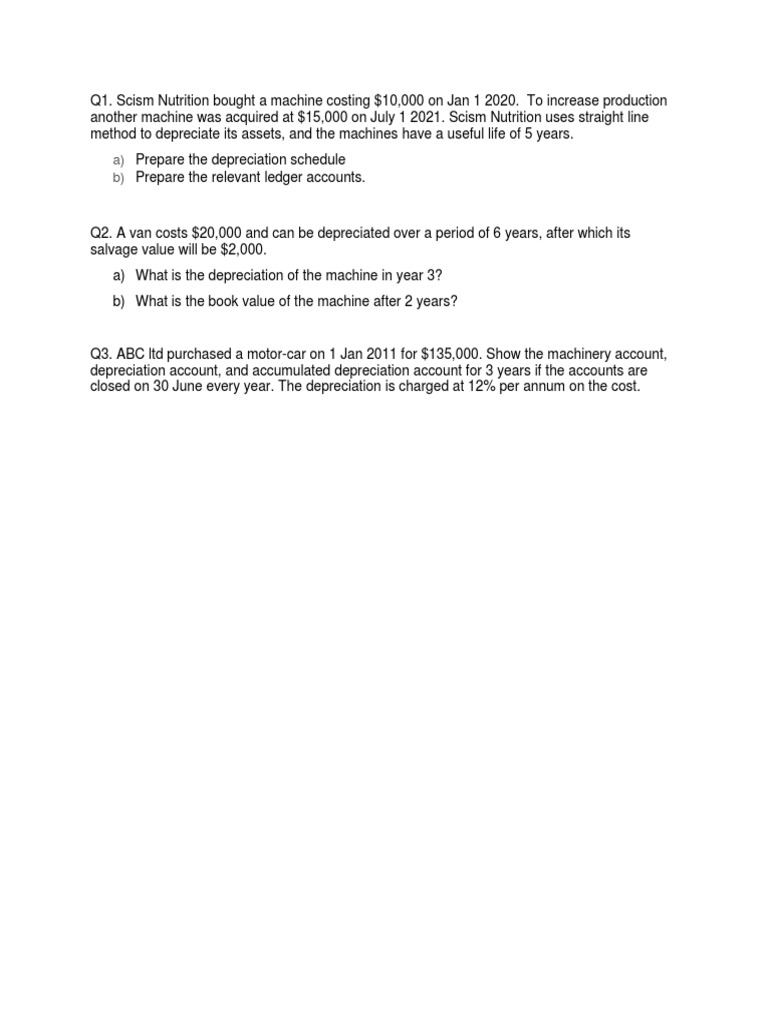 Depreciation Practice Questions | PDF