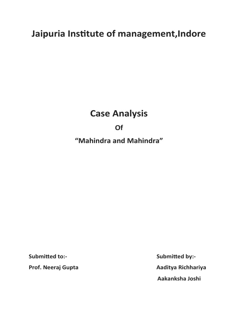 Mahindra and Mahindra Case | PDF | Bonds (Finance) | Market (Economics)