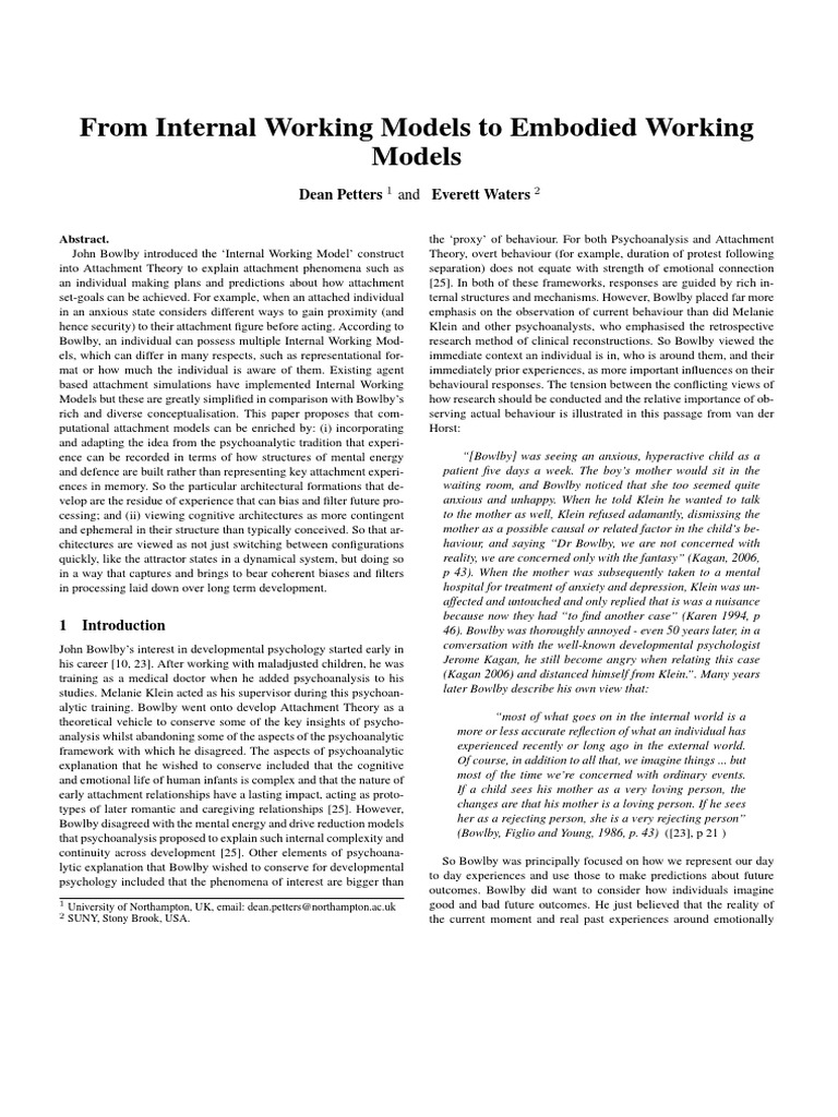 From Internal Working Models To Embodied Working Models | PDF ...