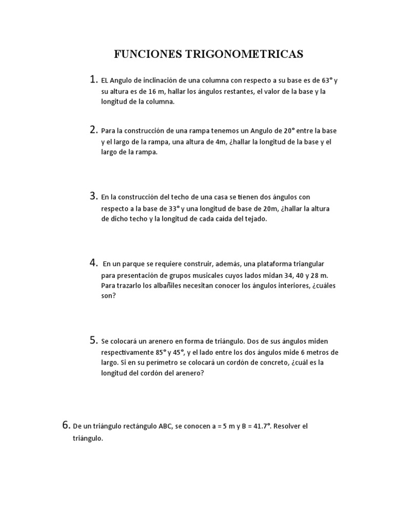Funciones Trigonometricas | Descargar gratis PDF | Triángulo | Funciones trigonométricas