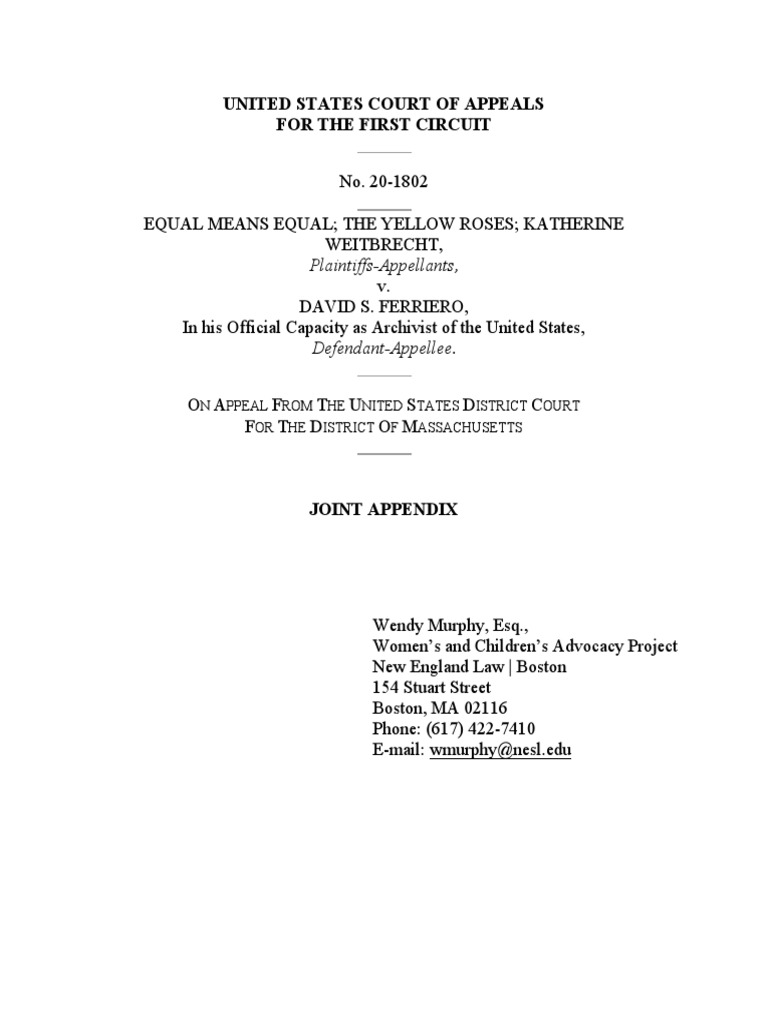 Final Appendix To ERA Lawsuit (Mass) | PDF | Constitutional Amendment ...