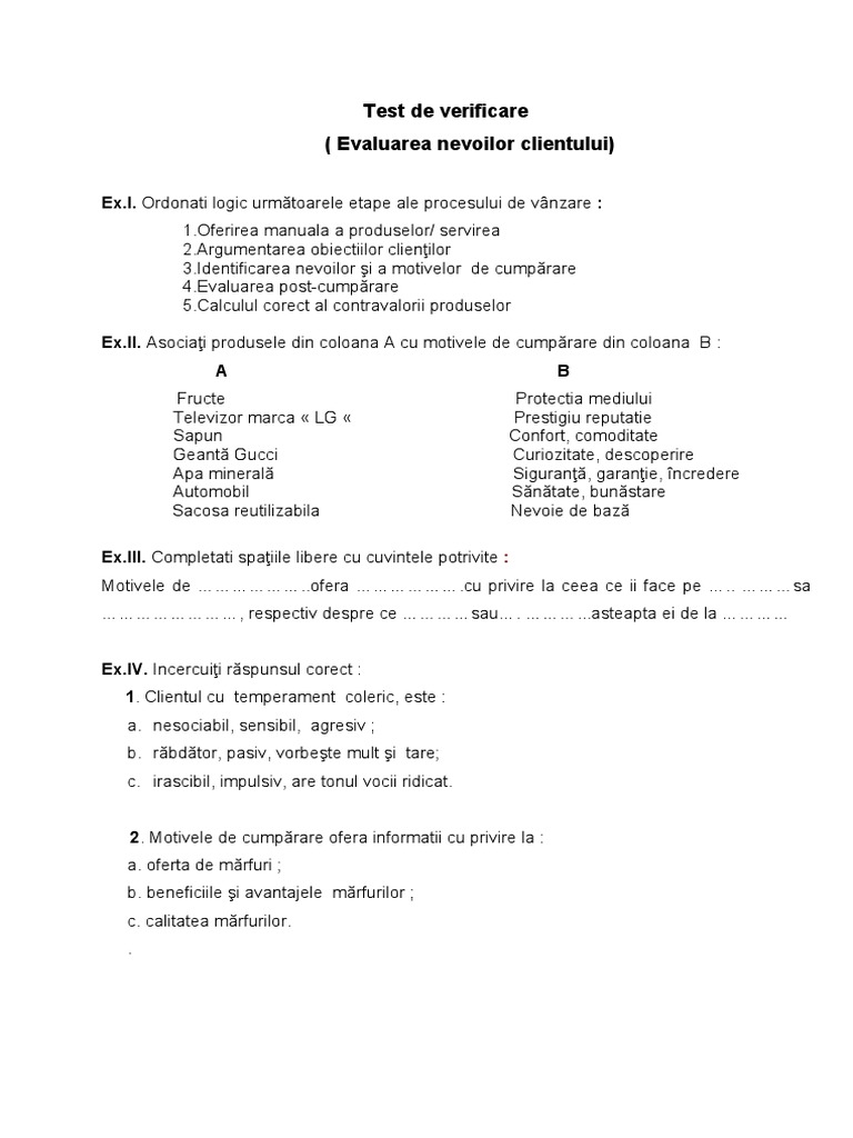 Test de Verificare | PDF