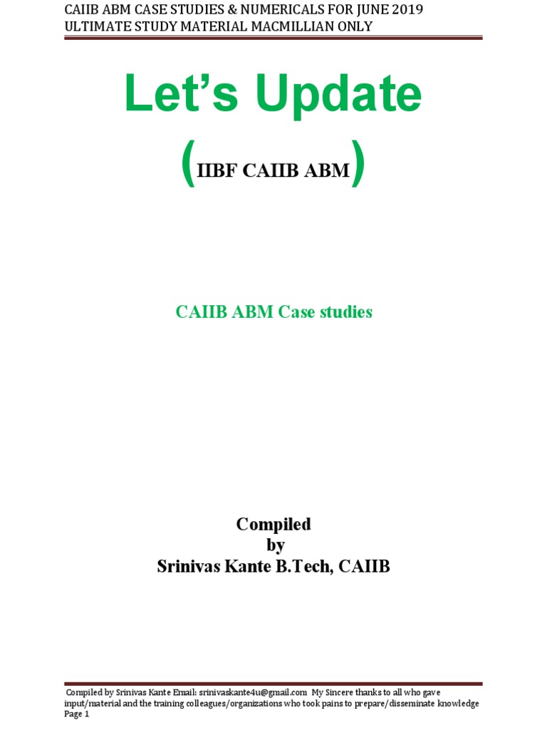 Caiib Abm Case Studies - Iibf Certification | PDF | Standard Deviation | Discounting