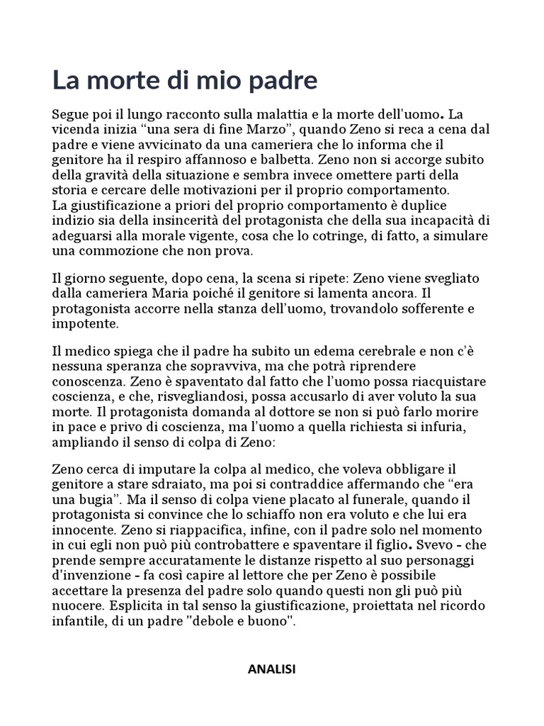 La Morte Di Mio Padre (Riassunto e Commento) | PDF