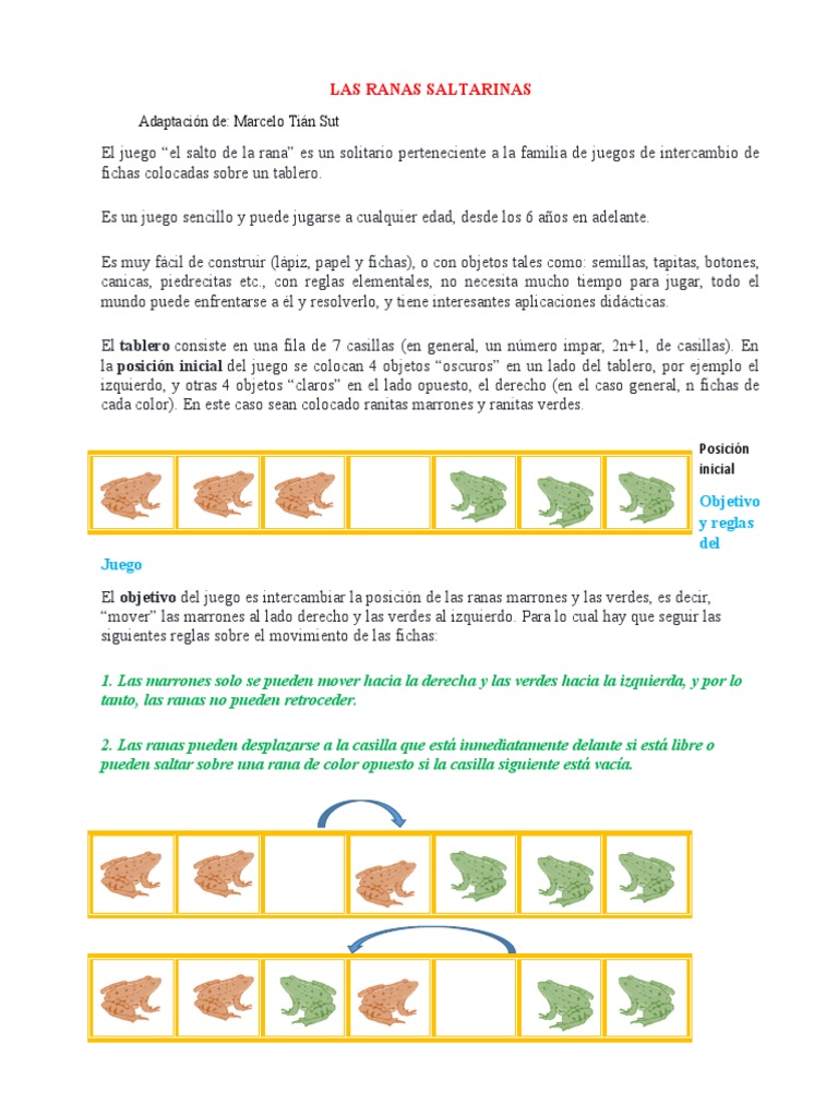 Juego Didáctico: Salto de la Rana | PDF | Aritmética | Matemáticas