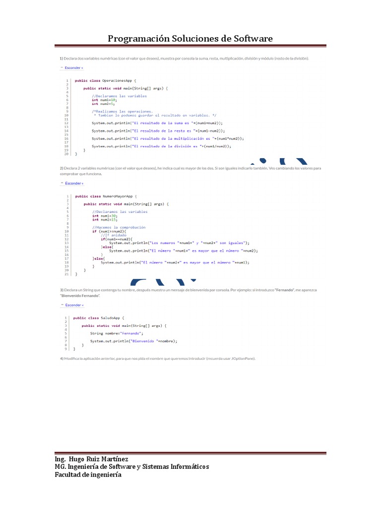 Taller Ejercicios - Resueltos - Java | PDF