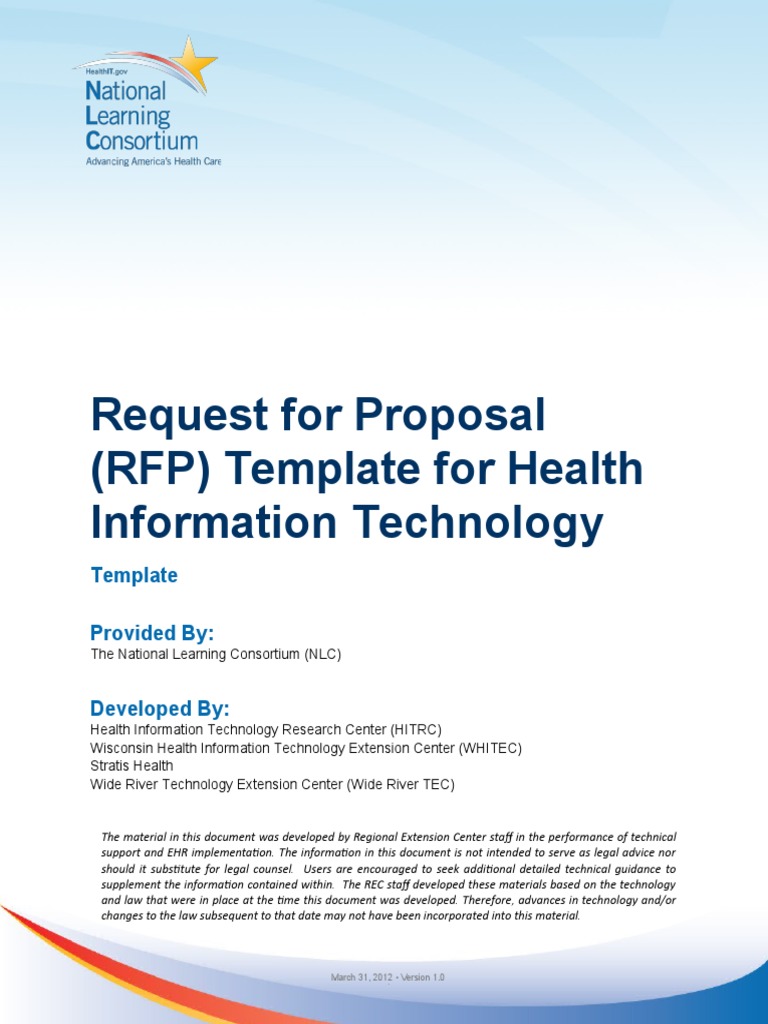Health IT RFP Template Guide | PDF | Databases | Request For Proposal