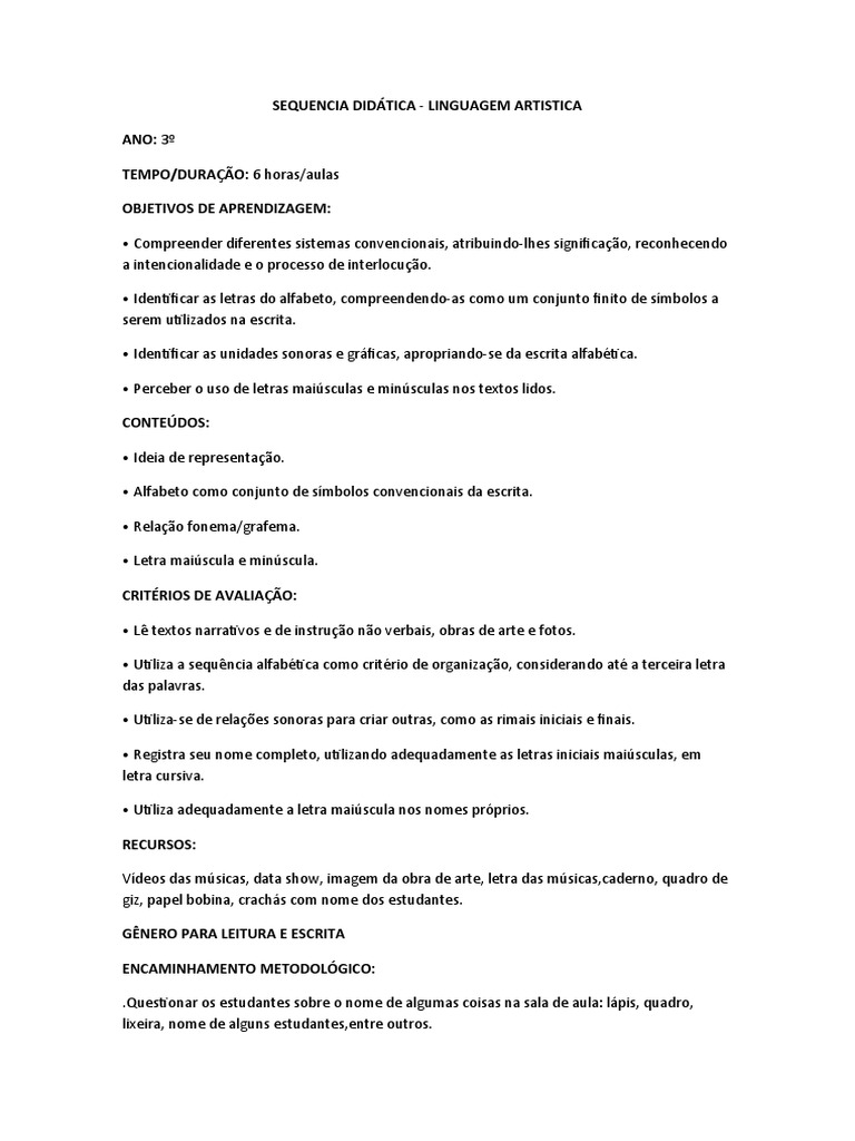 Sequencia Didática | PDF | Caixa alta e caixa baixa | Escrita