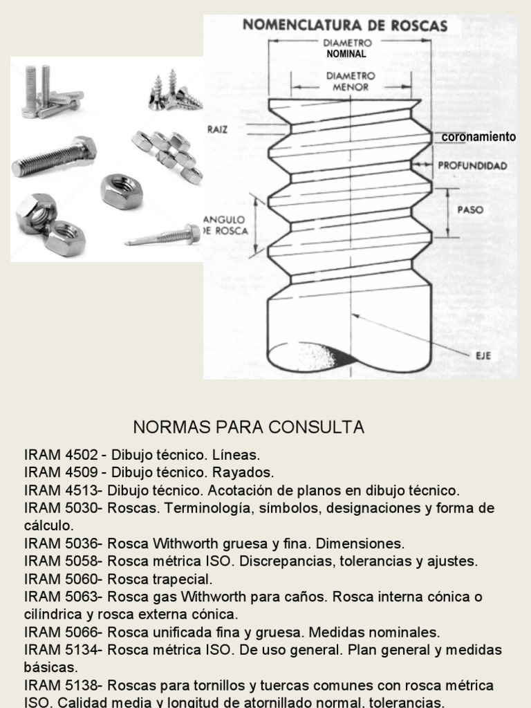 Roscas Iram 4520 | PDF | Tornillo | Dibujo técnico