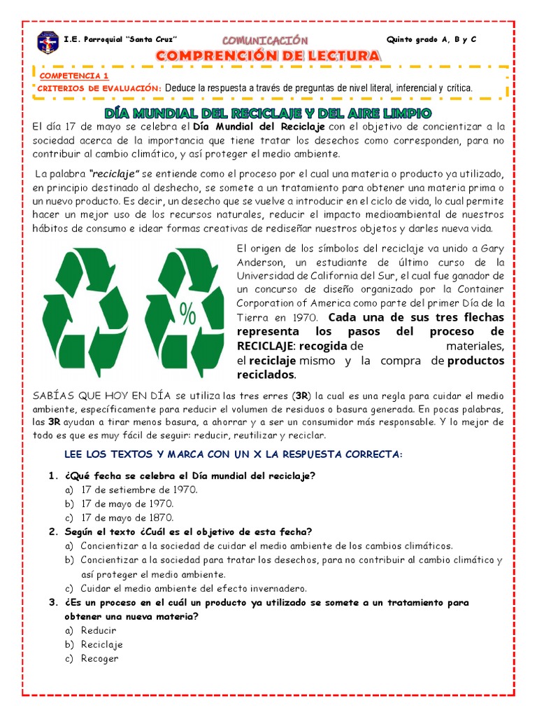 Día Mundial Del Reciclaje y El Aire Limpio | PDF | Reciclaje | Residuos