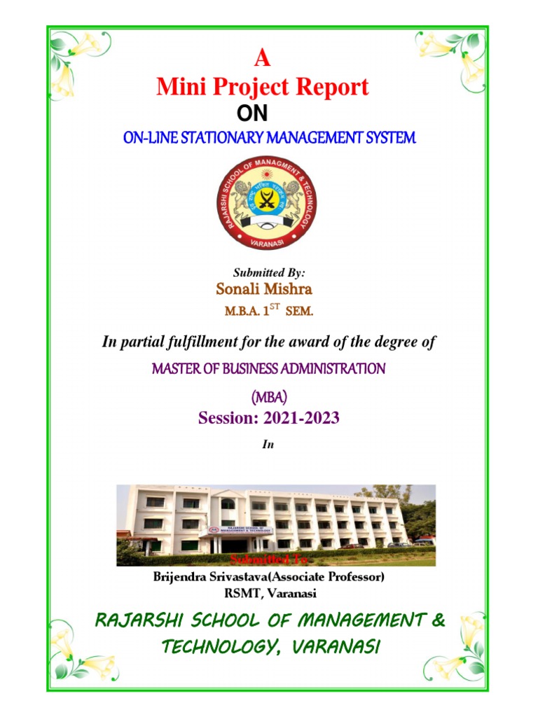 A Mini Project Report: On-Line Stationary Management System | PDF ...