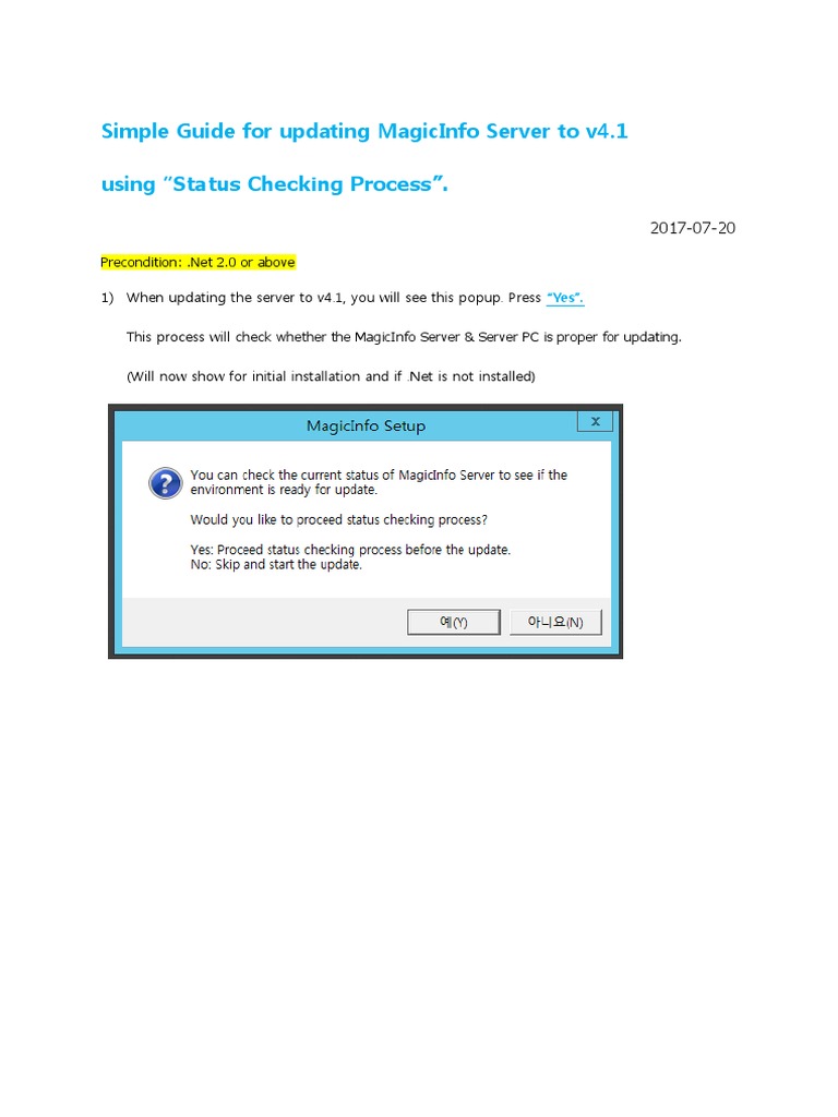 Update MagicInfo Server to v4.1 Guide | PDF