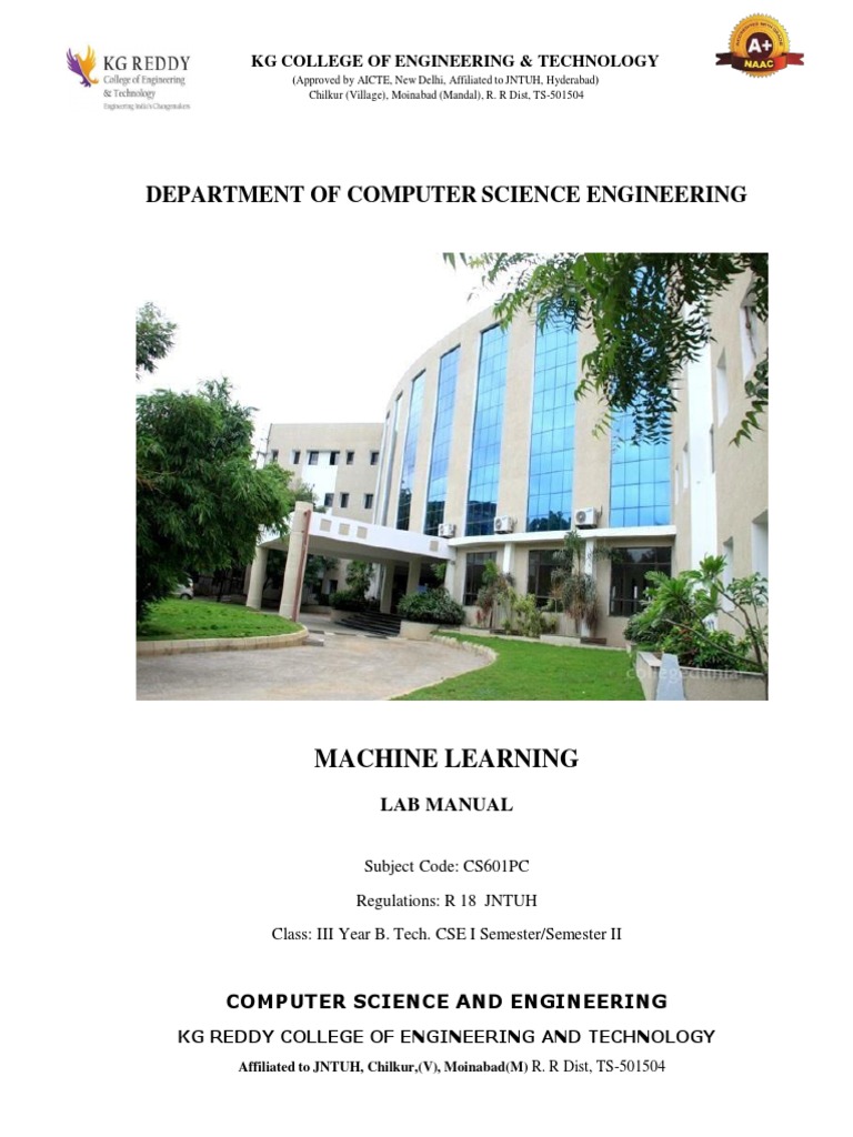 ML Lab Manual for CSE Students | PDF | Regression Analysis | Machine ...