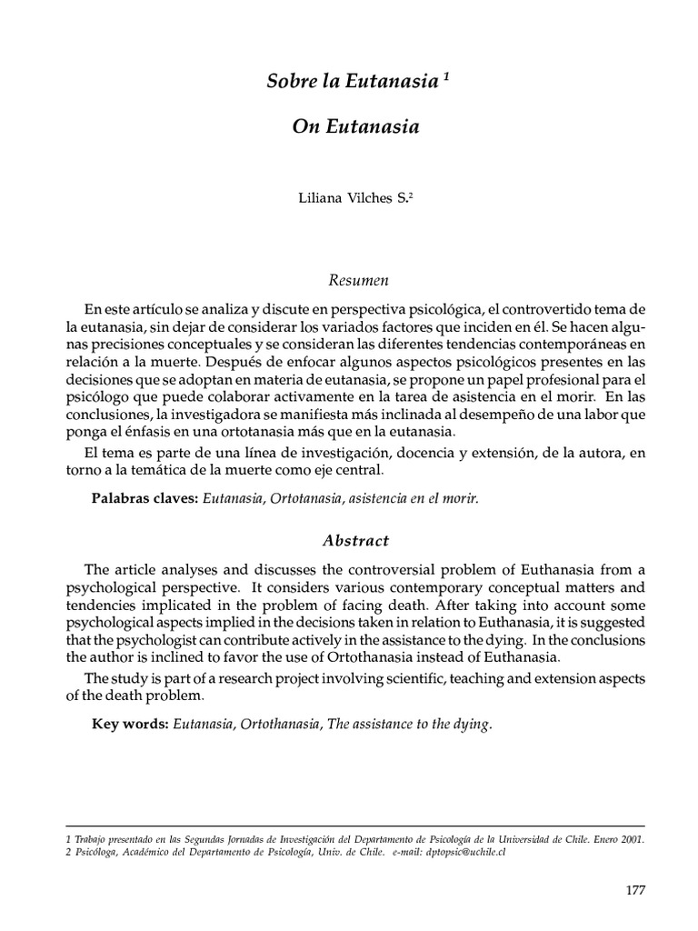 Sobre La Eutanasia On Eutanasia: Resumen | PDF | Muerte | Vejez