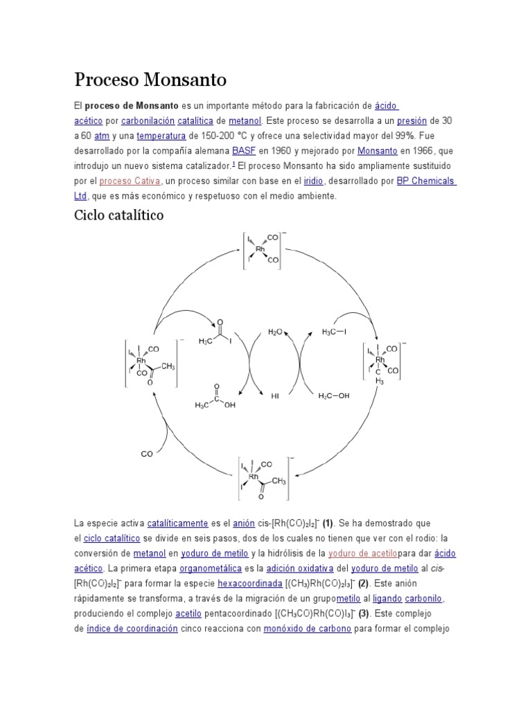 Proceso Monsanto | PDF | Química | Química Orgánica