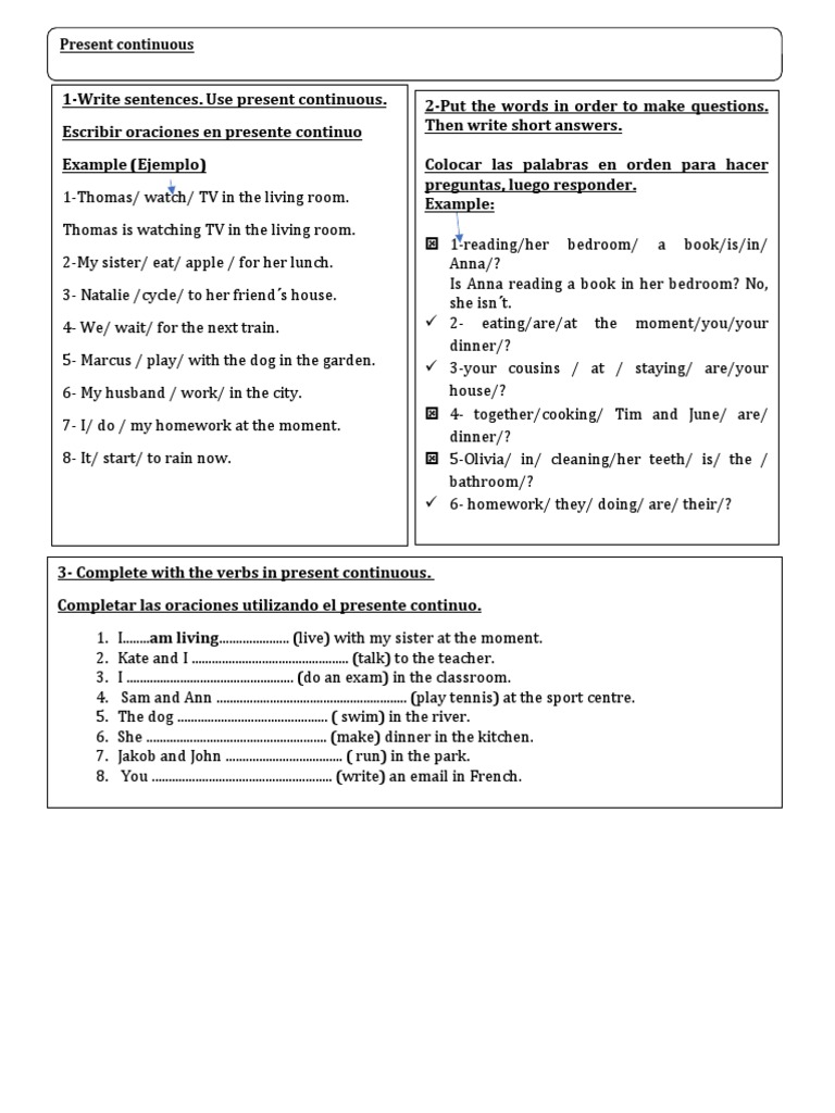 Present Continuous Exercises PDF | PDF | Cognitive Science | Language ...