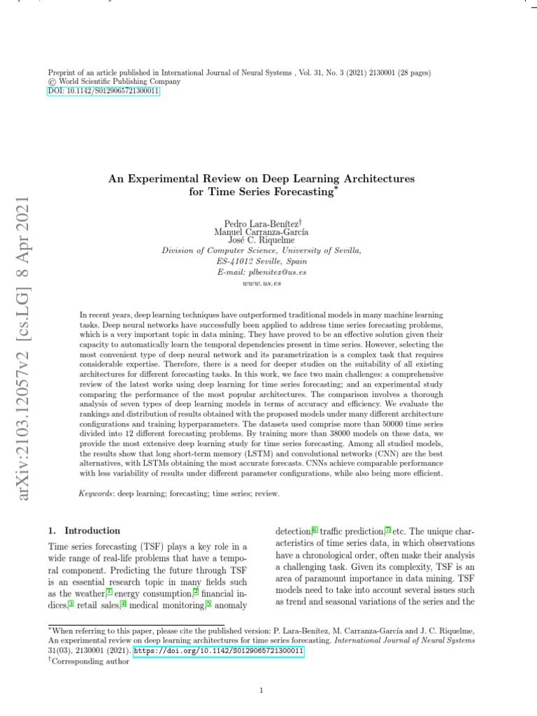 An Experimental Review On Deep Learning Architectures For Time Series ...