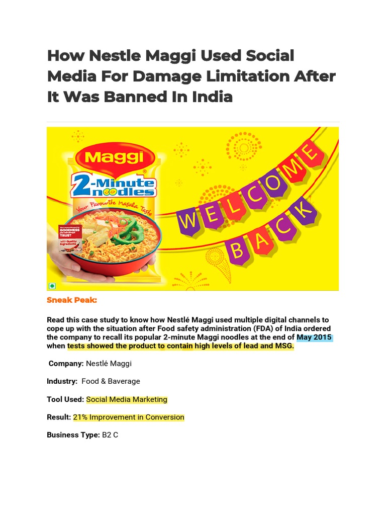 Nestle Case Study | PDF | Nestlé | Food Safety