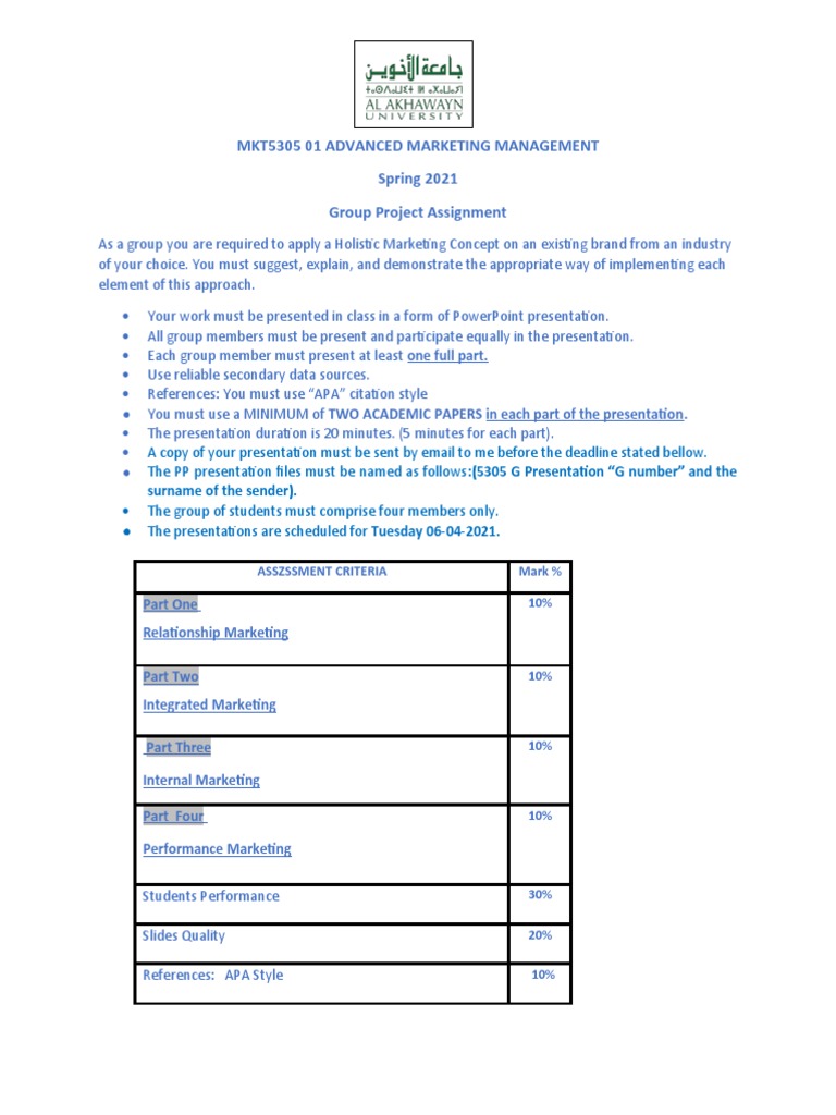 MKT 5305 AMM Group Project Assignment Spring 21 | PDF