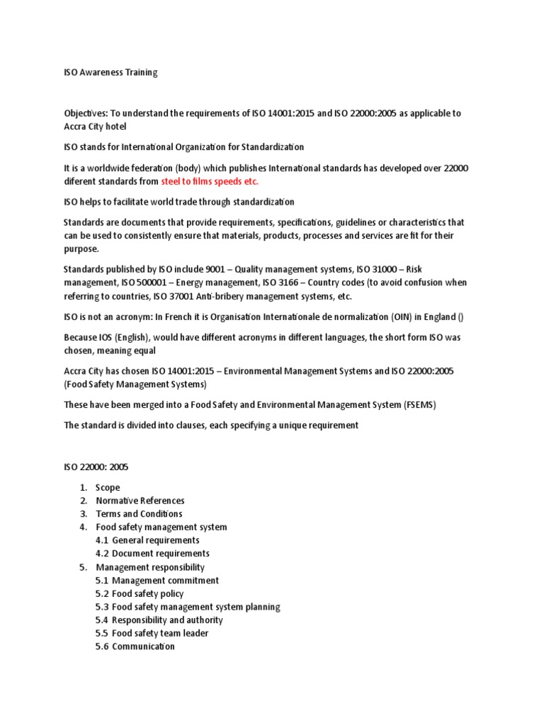 ISO Awareness Training | PDF | International Organization For ...