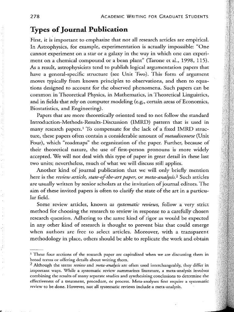 Swales and Feak Types of Journal Publication and IMRD | PDF ...