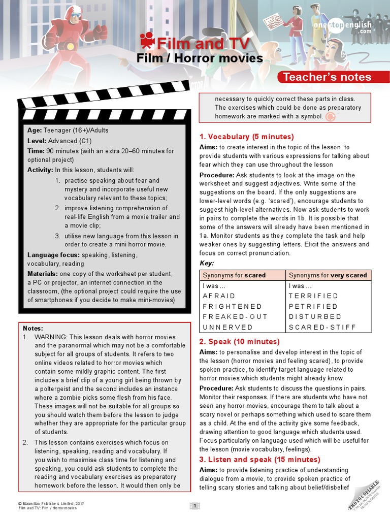 Film and TV Horror Movies | PDF | Vocabulary | Horror Films
