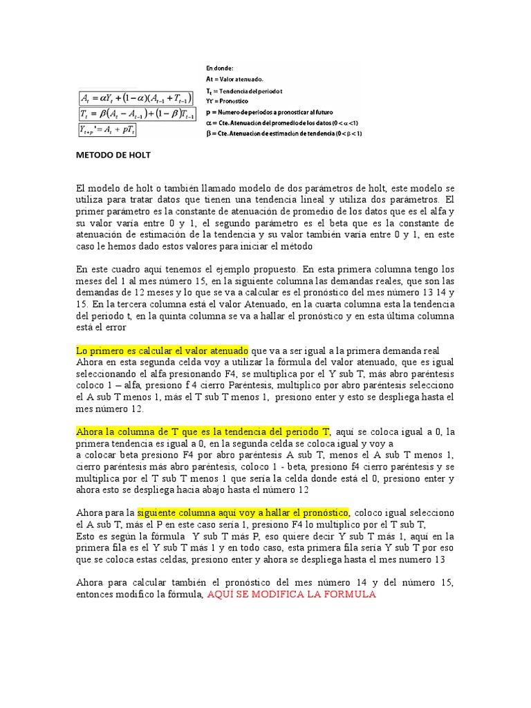 Explicación del Método de Holt para la Predicción de Series de Tiempo con Tendencia Lineal y ...