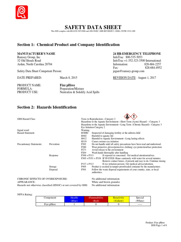 Safety Data Sheet: Section 1: Chemical Product and Company ...