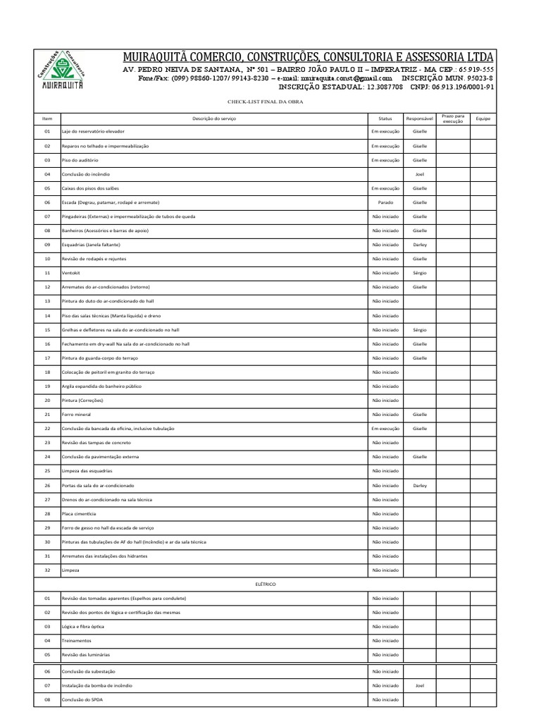 Check-List - Final de Obra | PDF | Tecnologia de construção ...