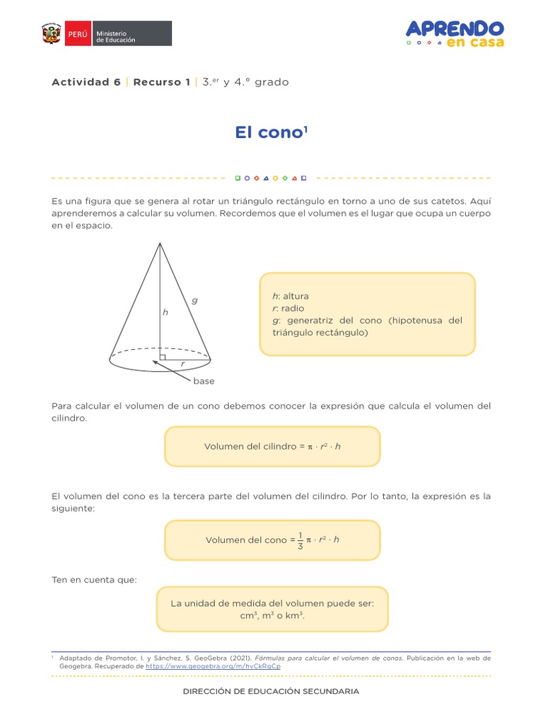 Volumen y partes del cono | PDF | Triángulo | Geometría