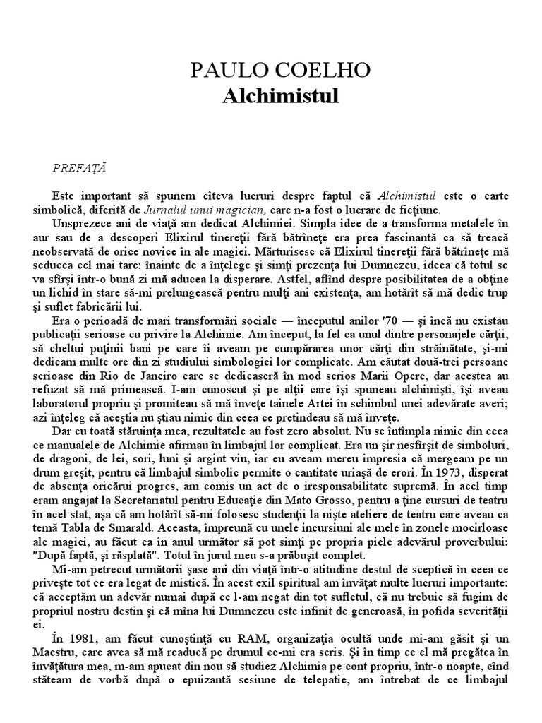 Alchimistul Paolo Coelho | PDF