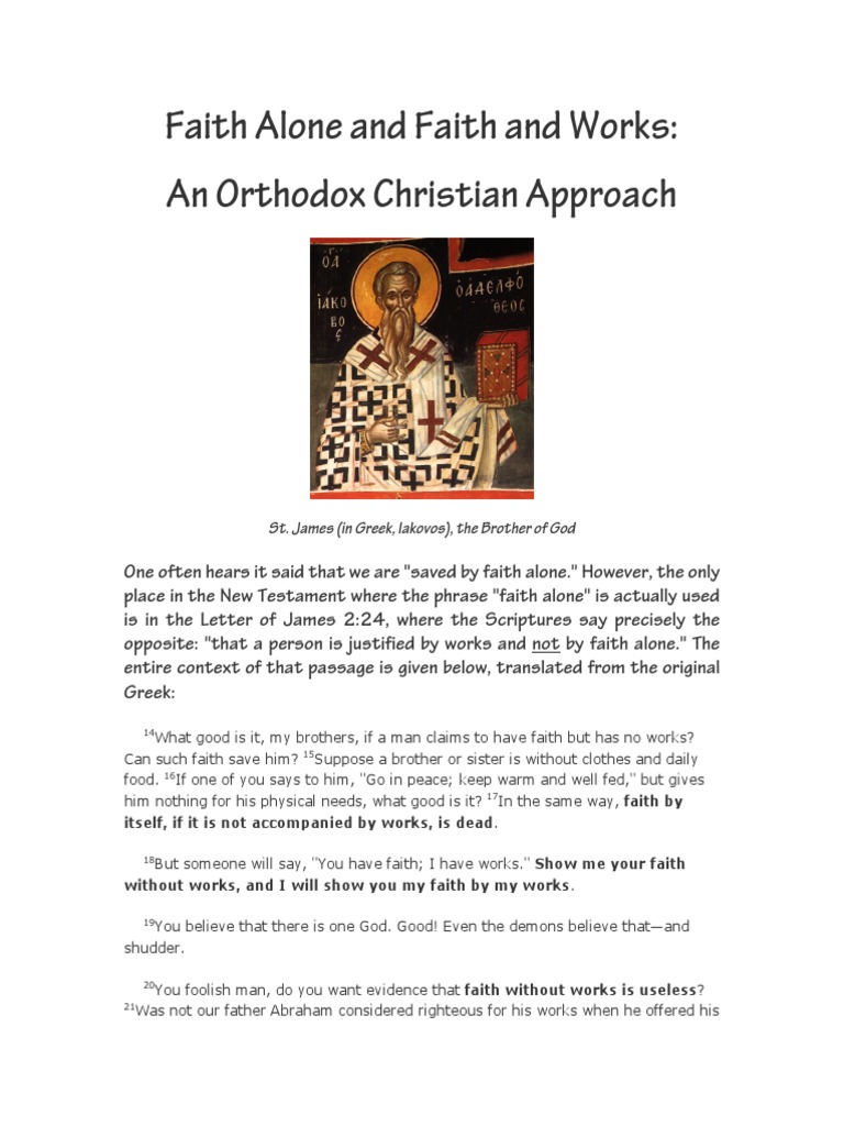 Faith Alone and Faith and Works: An Orthodox Christian Approach | PDF ...