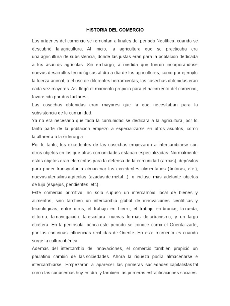 Historia Del Comercio | PDF | Comercio | Moneda